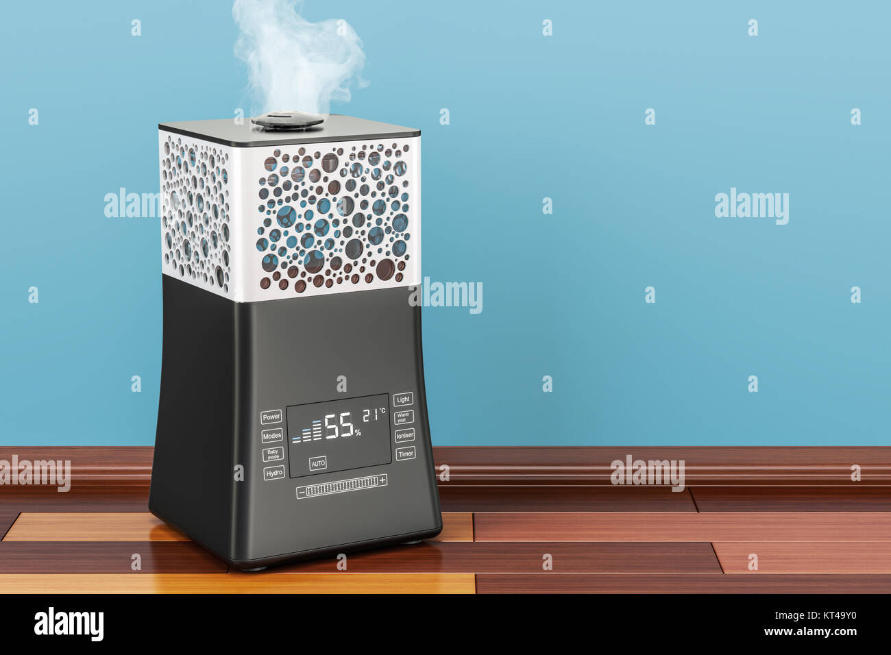 Working ultrasonic humidifier with fog, 3D rendering Stock Photo - Alamy