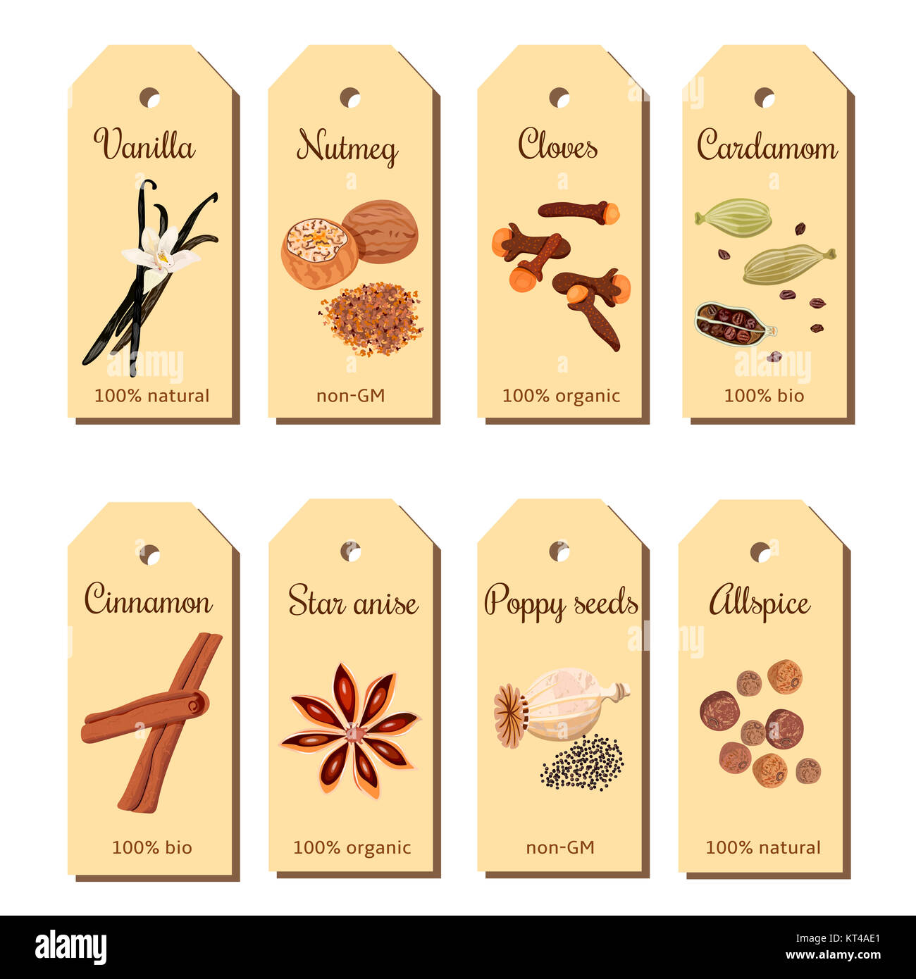 Baking spices tags. Cute label set Stock Photo - Alamy