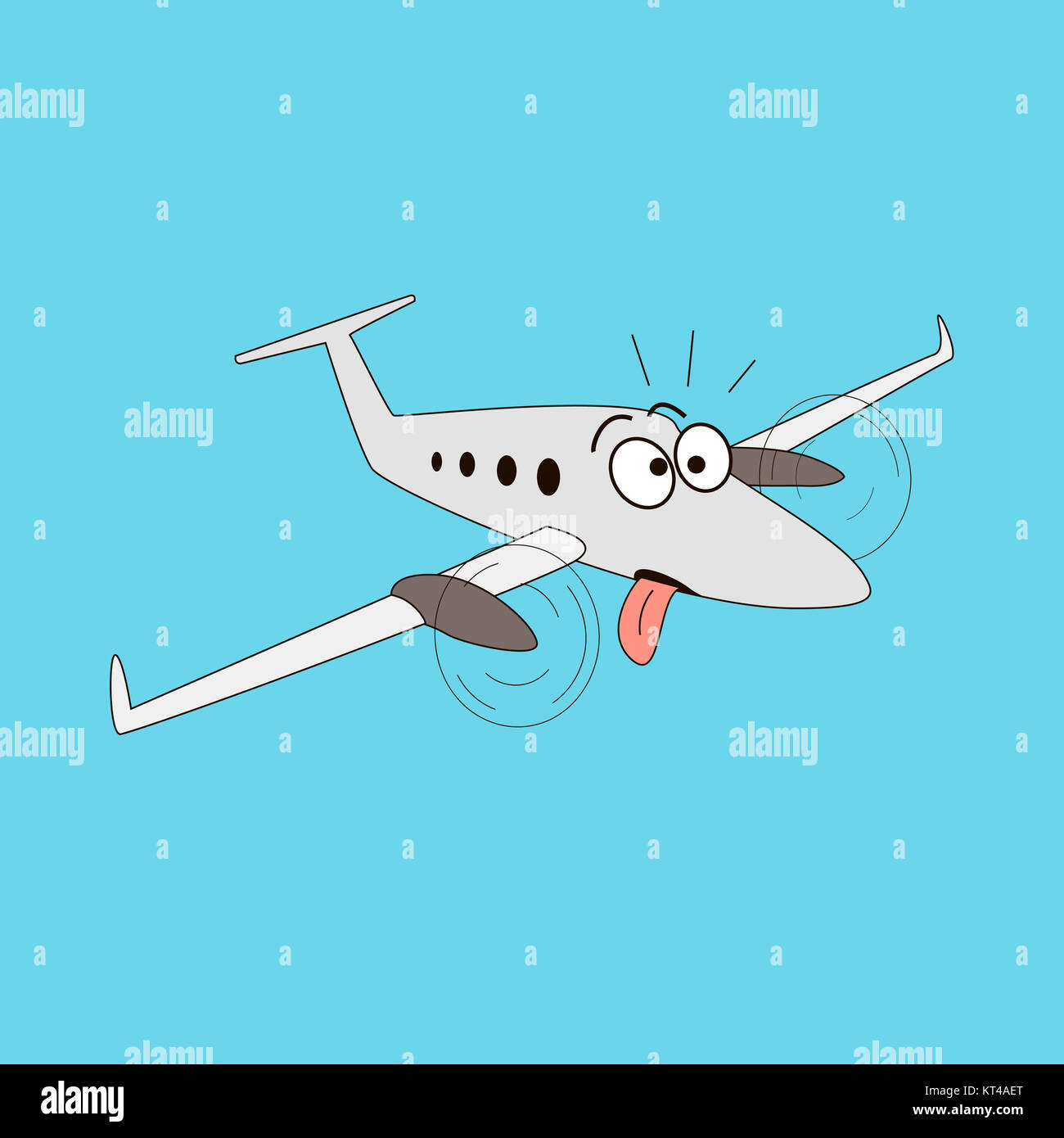 Cartoon style airplane with rolling eyes and protruding tongue Stock ...