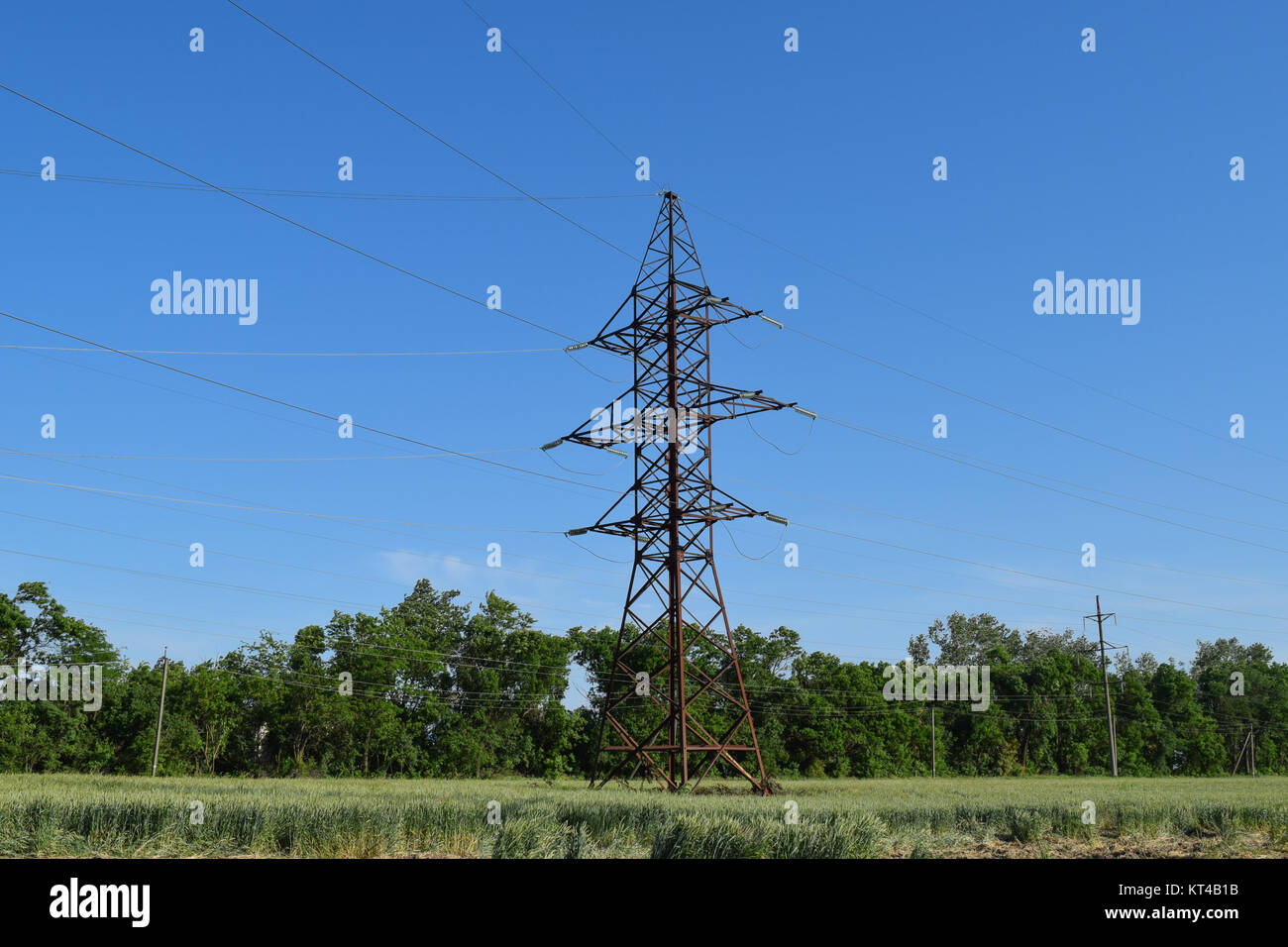 Construction of a high-voltage power line Stock Photo - Alamy
