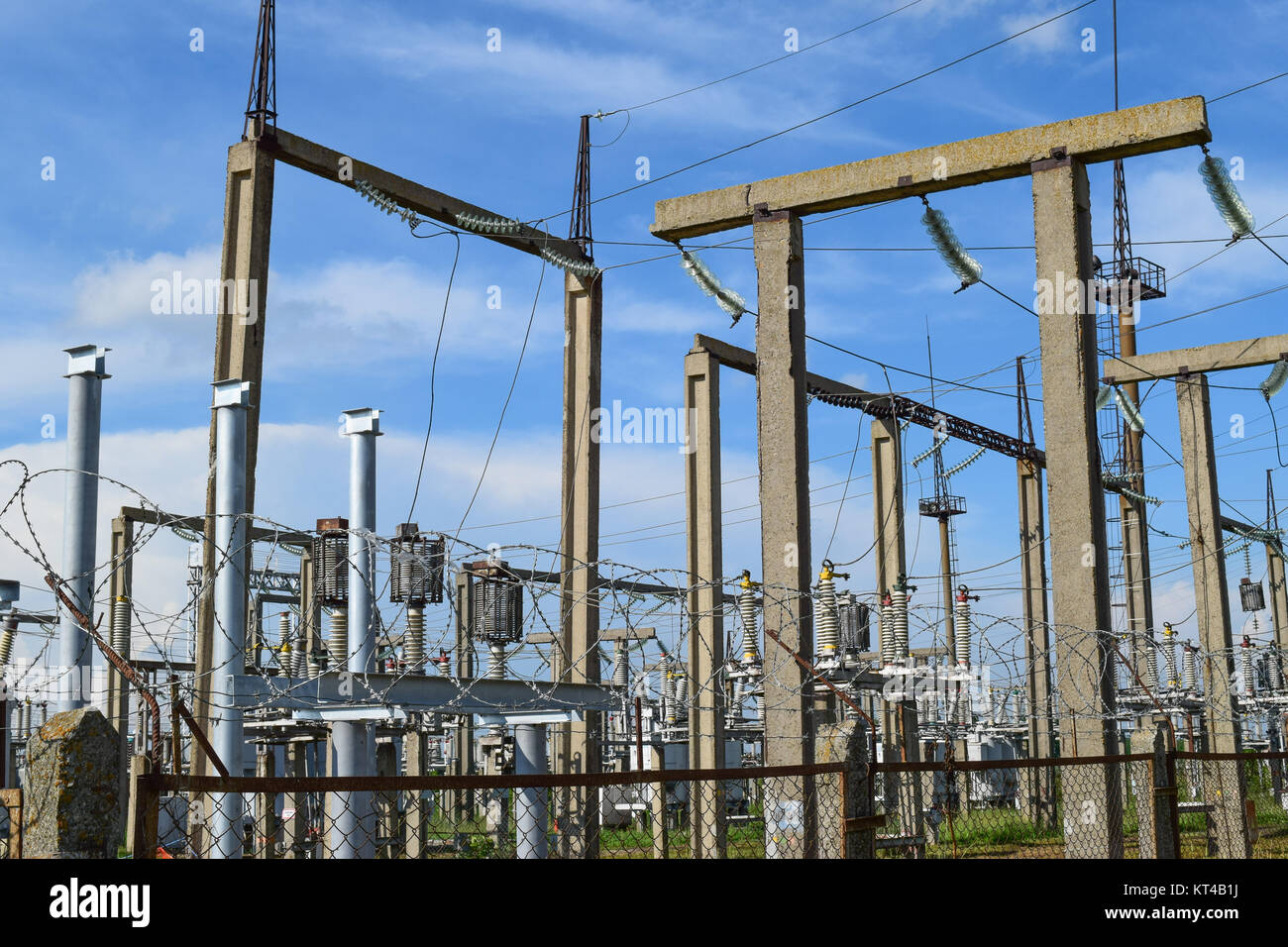 Electric substation. power transmission equipment. Stobo, wires and ...