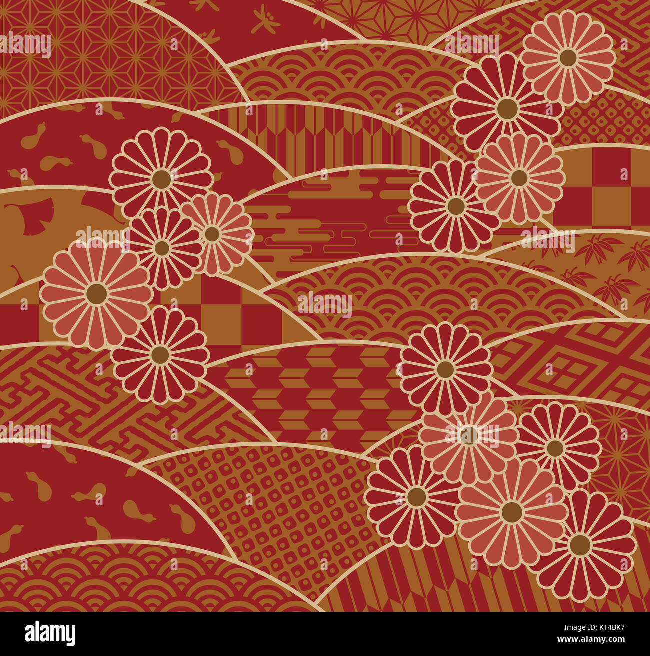 Japanese traditional patterns and chrysanthemum Stock Photo - Alamy