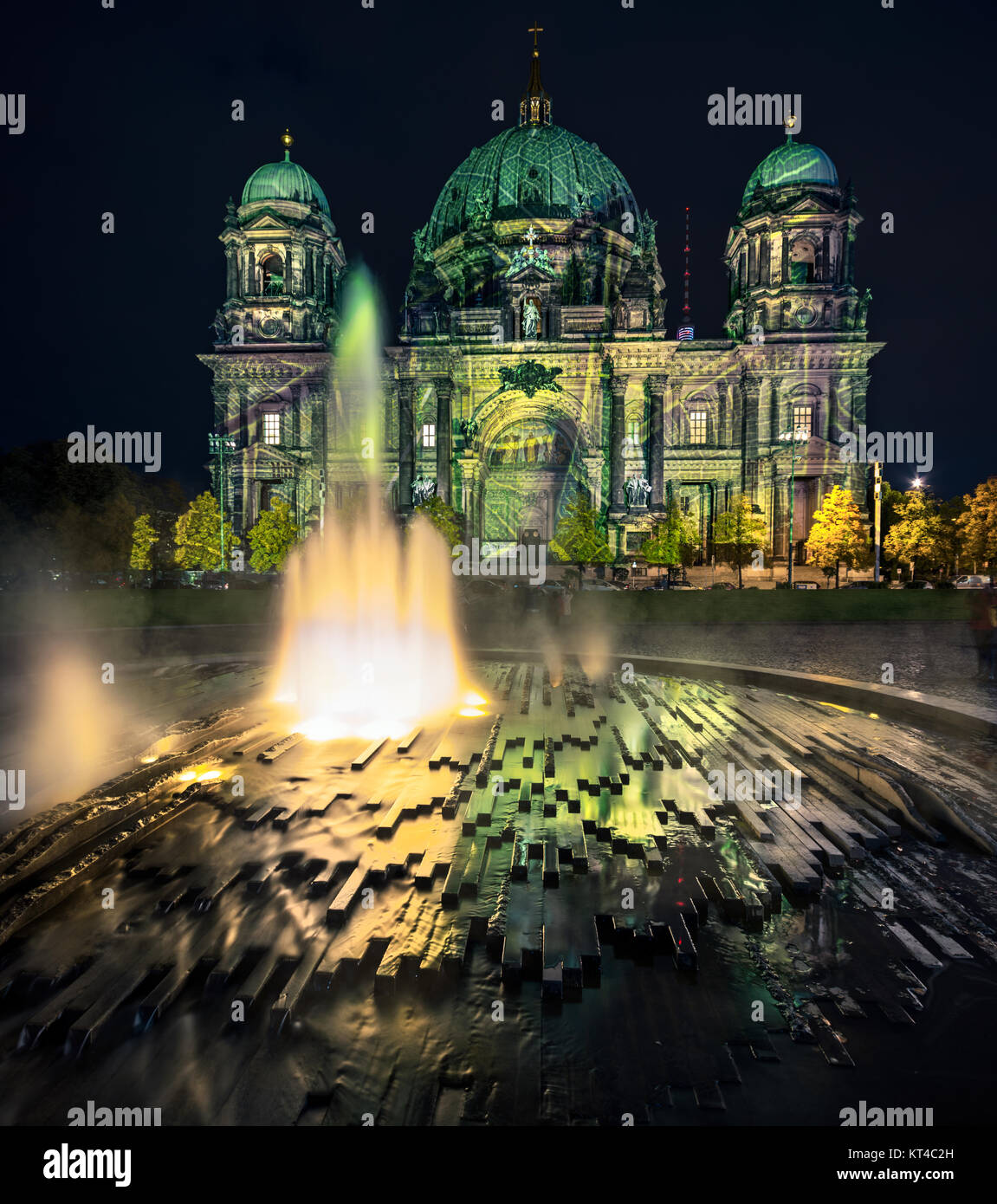 BERLIN, GERMANY - OCTOBER 14: Berliner Dome illuminated during FESTIVAL ...