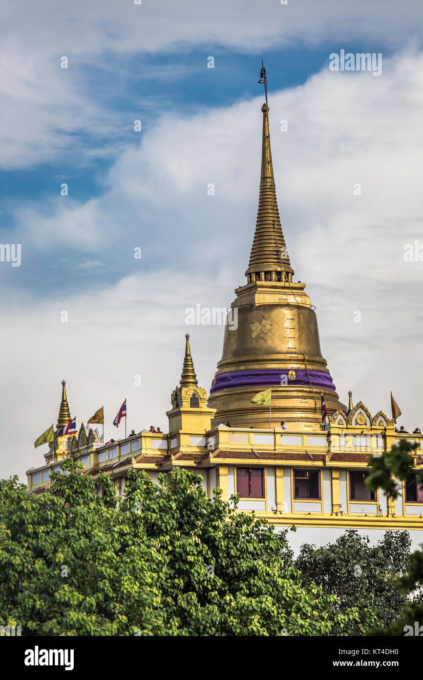 The Stupa at the top of Wat Saket, also known as the Golden Mount, in the historic district of ...
