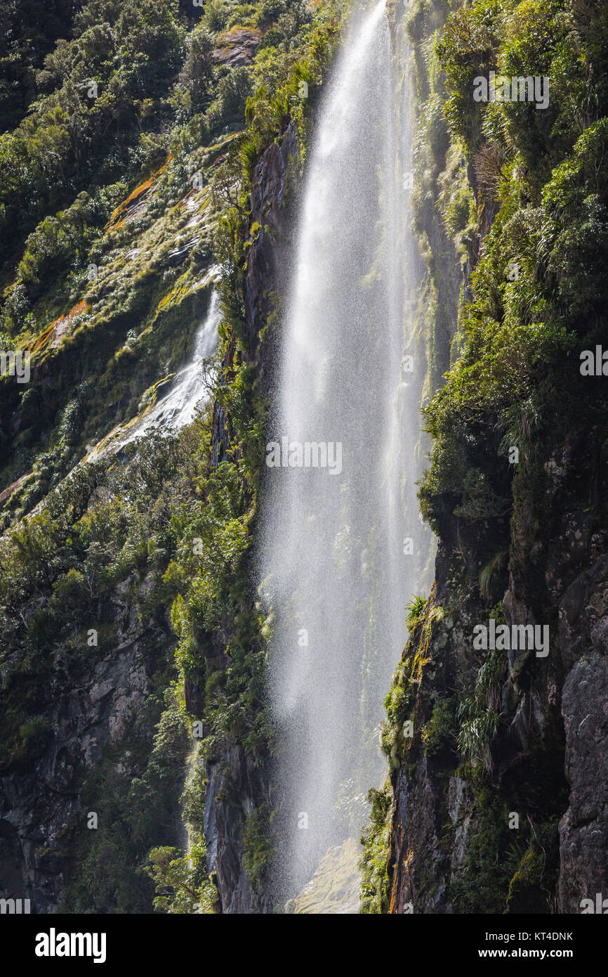 Incredible Stirling Falls with double rainbow, Milford Sound, Fiordland ...