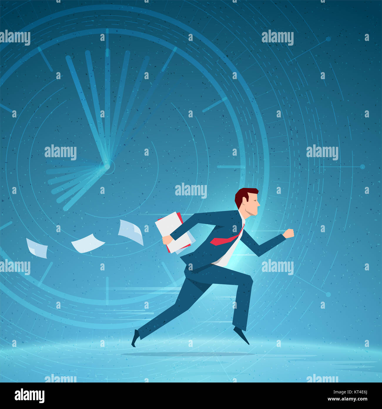 Businessman running in a hurry with papers Stock Photo - Alamy