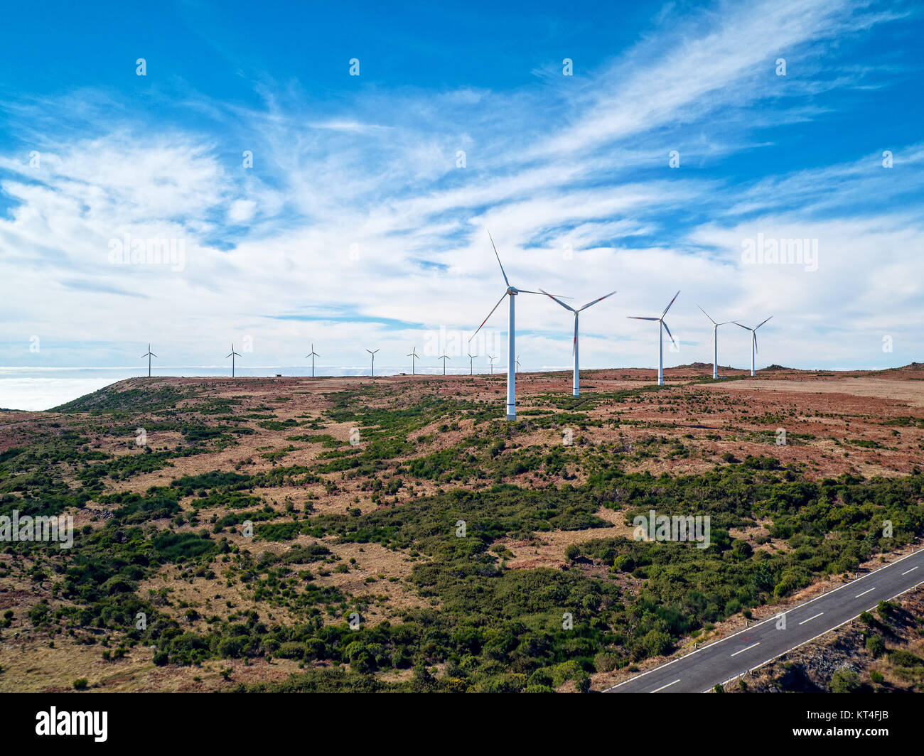 Wind Turbines on the Mountain Madeira Island Stock Photo - Alamy