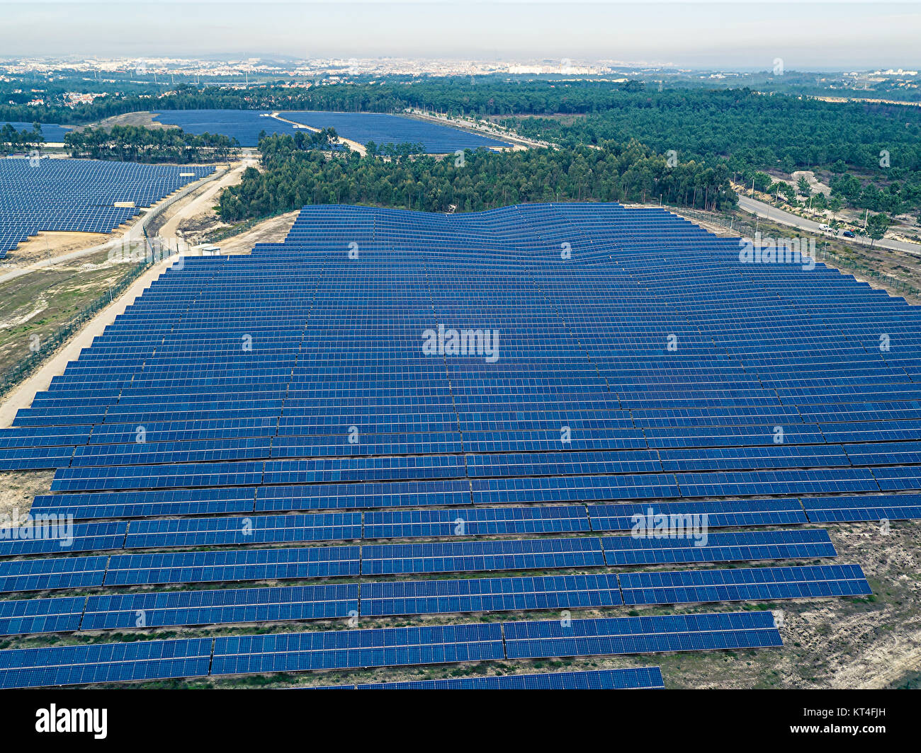 Aerial View Over Solar Panel Farm Stock Photo - Alamy