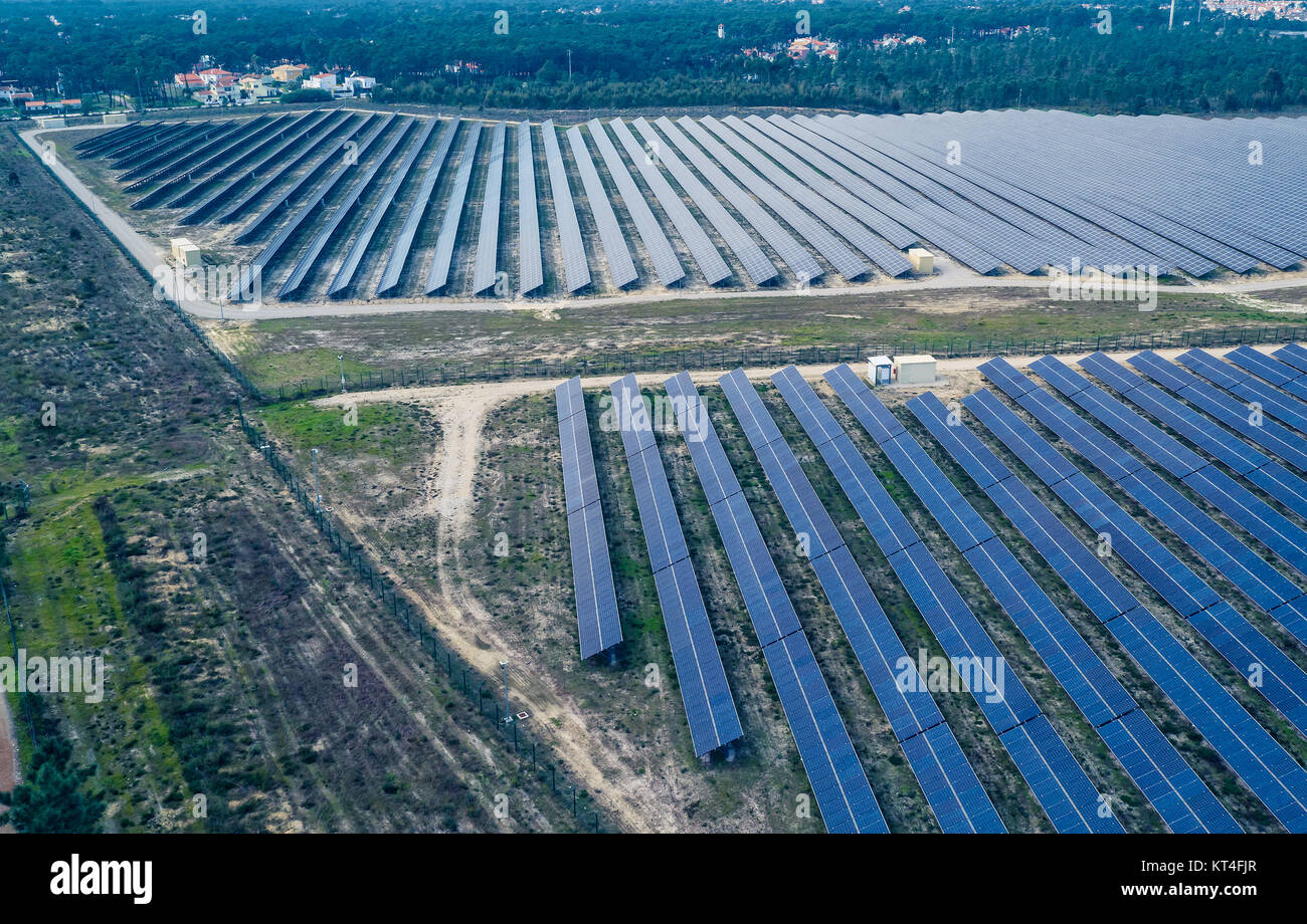 Aerial View Over Solar Panel Farm Stock Photo - Alamy