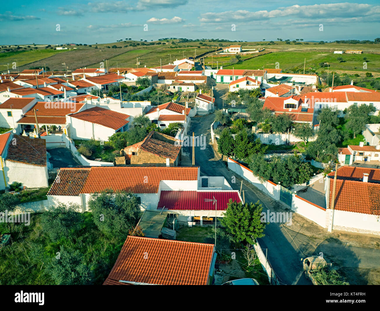 Aerial View Red Tiles Roofs Typical Village Stock Photo - Alamy