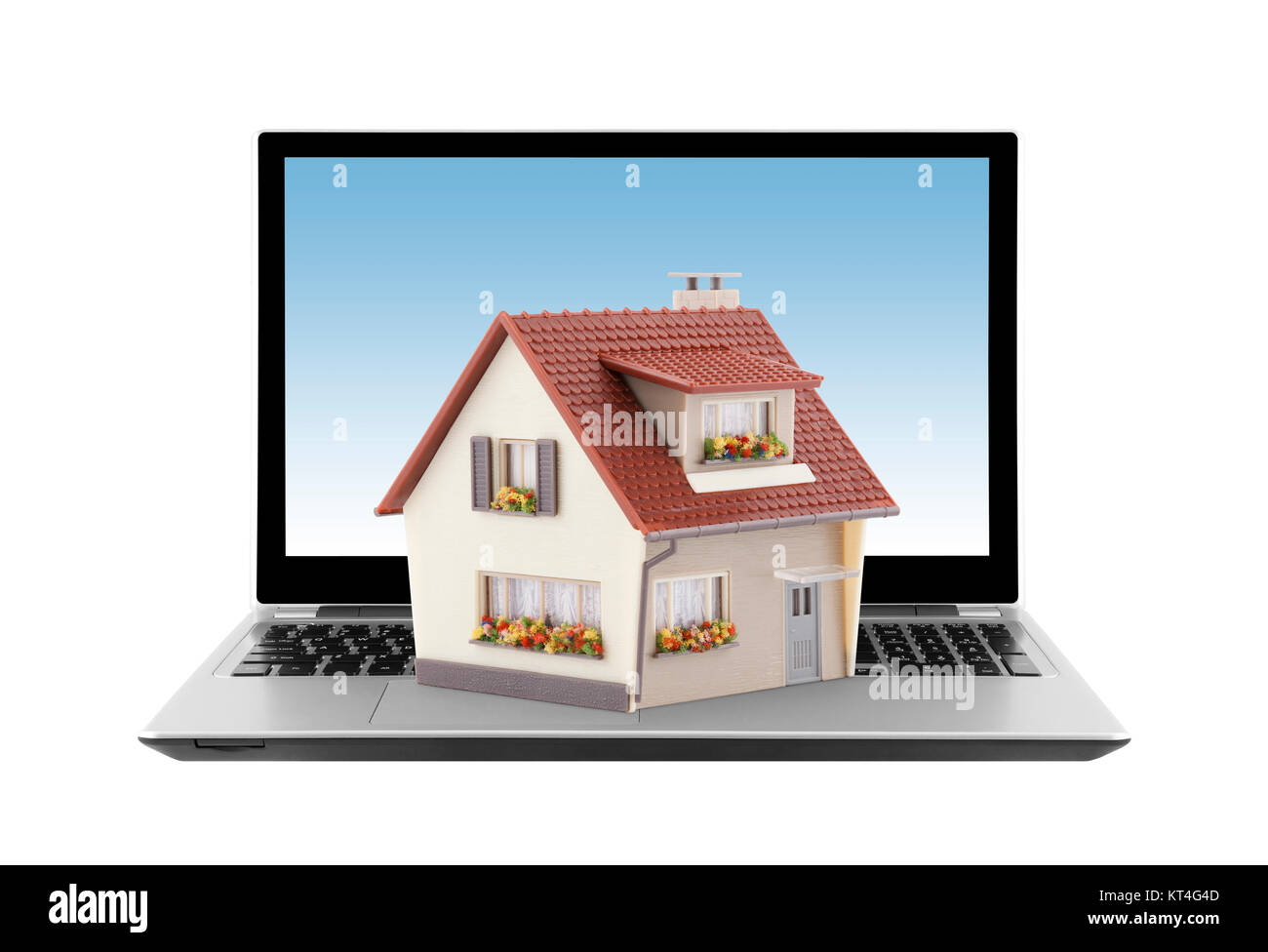 House on laptop isolated on white Stock Photo - Alamy