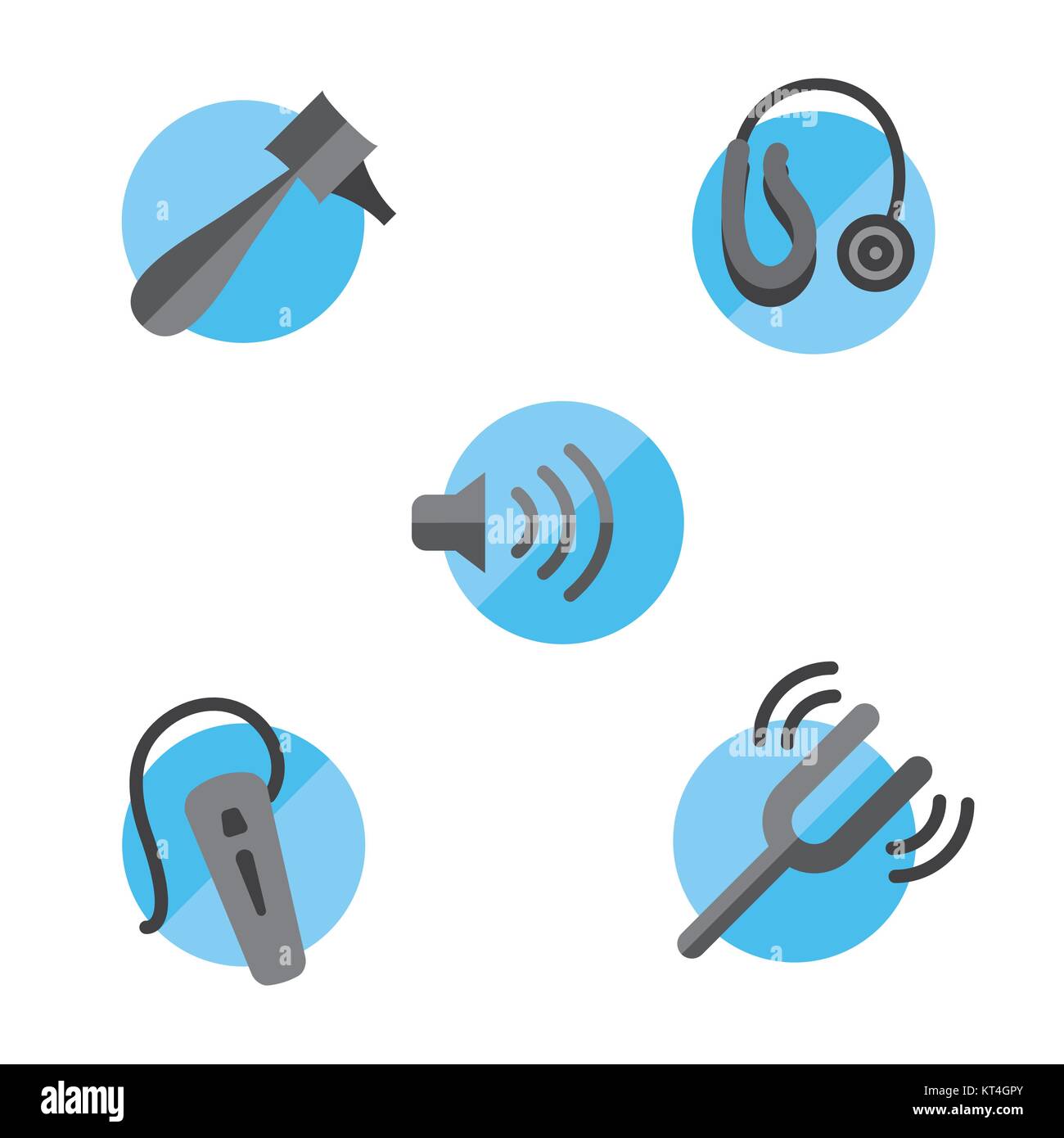 Hearing loss solid icon set with Otoscope, tuning fork / hearing aids ...