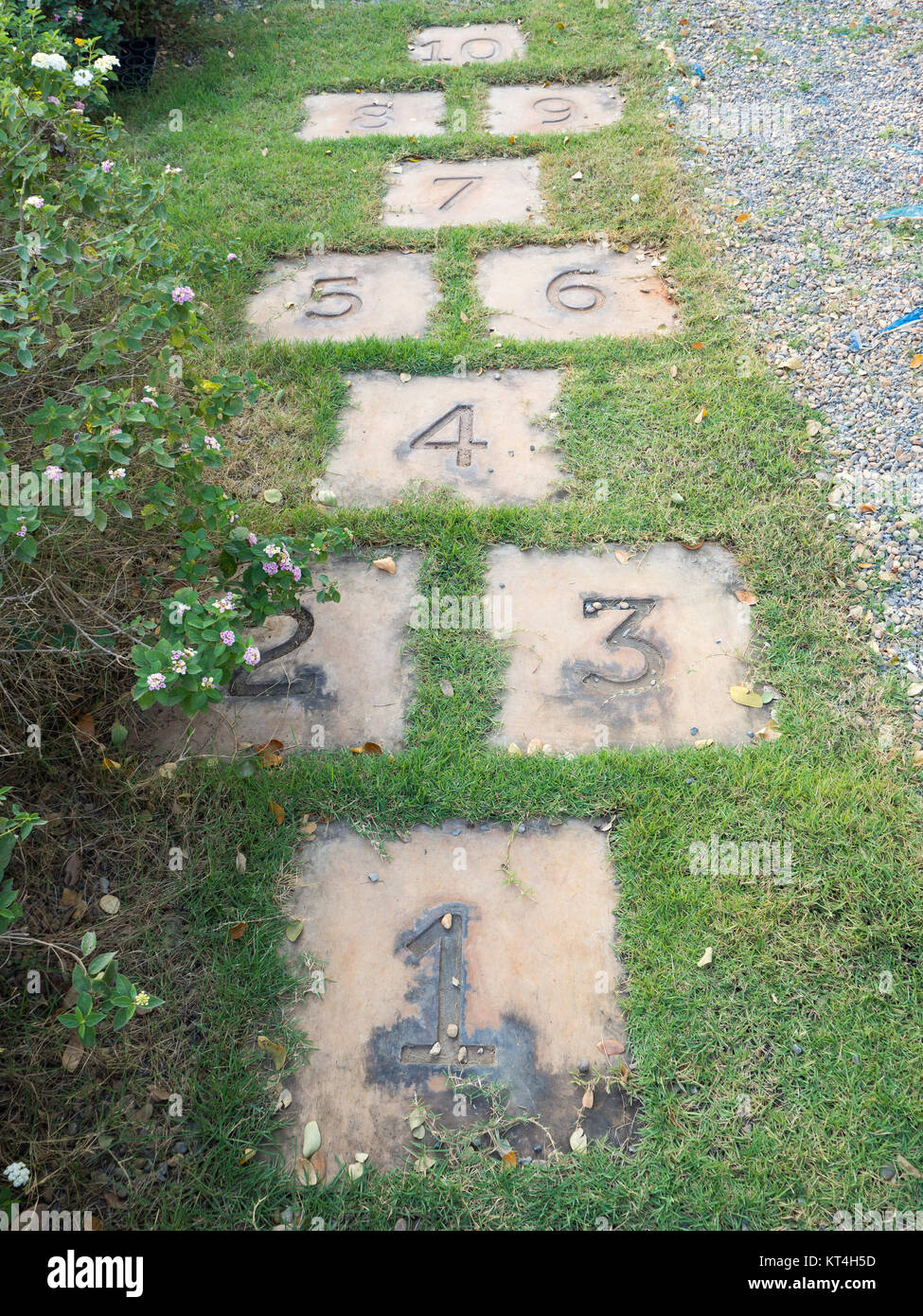 Sidewalk have a number in the garden Stock Photo - Alamy