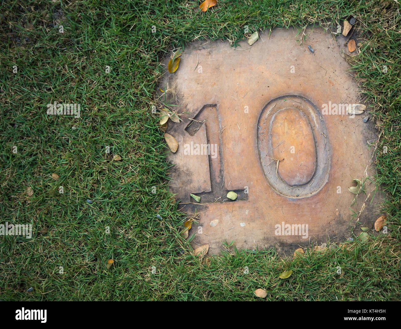 Sidewalk have a number 10 in the garden Stock Photo - Alamy