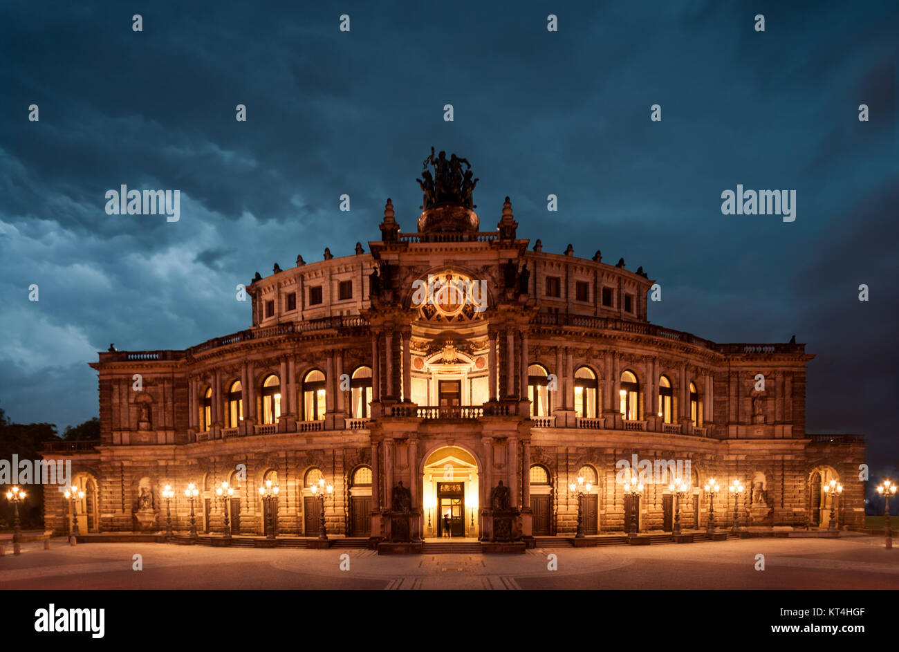 Dresden Opera Theatre on a stormy night Stock Photo - Alamy