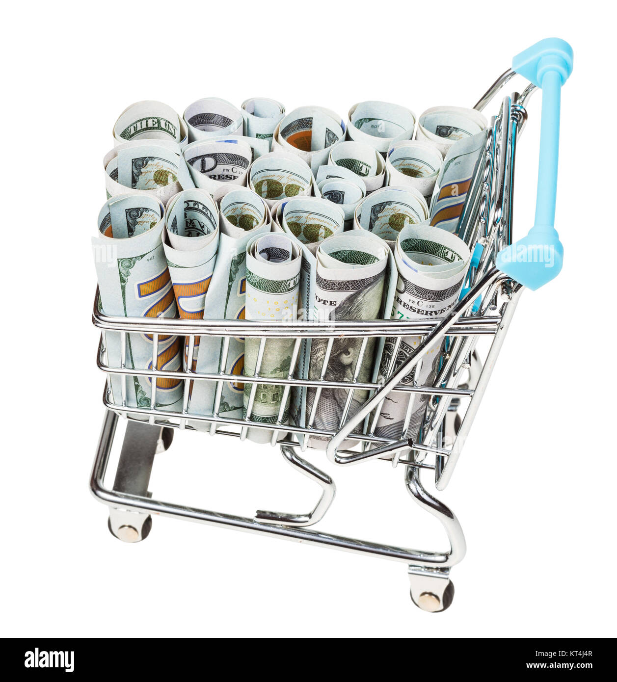 supermarket trolley with dollar banknotes isolated Stock Photo - Alamy
