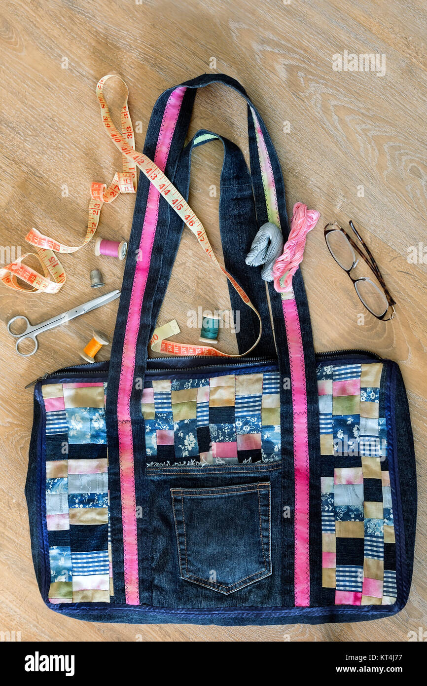 Crafts: bag, made in the style of patchwork Stock Photo - Alamy
