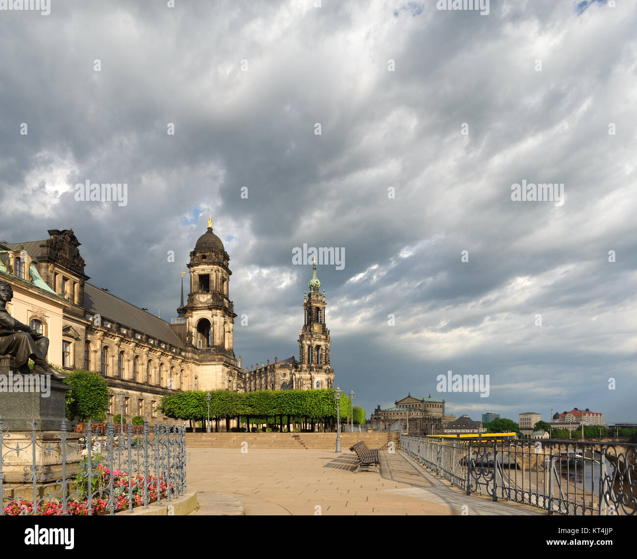 Bruhl Terrace in Dresden, Saxony, Germany, in Fall under dramatic sky ...