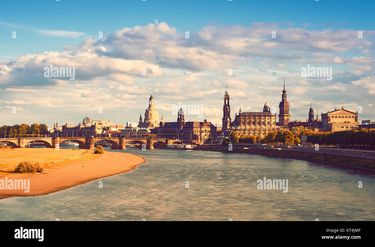 Panorama of Dresden Old Town with Frauenkirche, Hofkirche and Opera ...