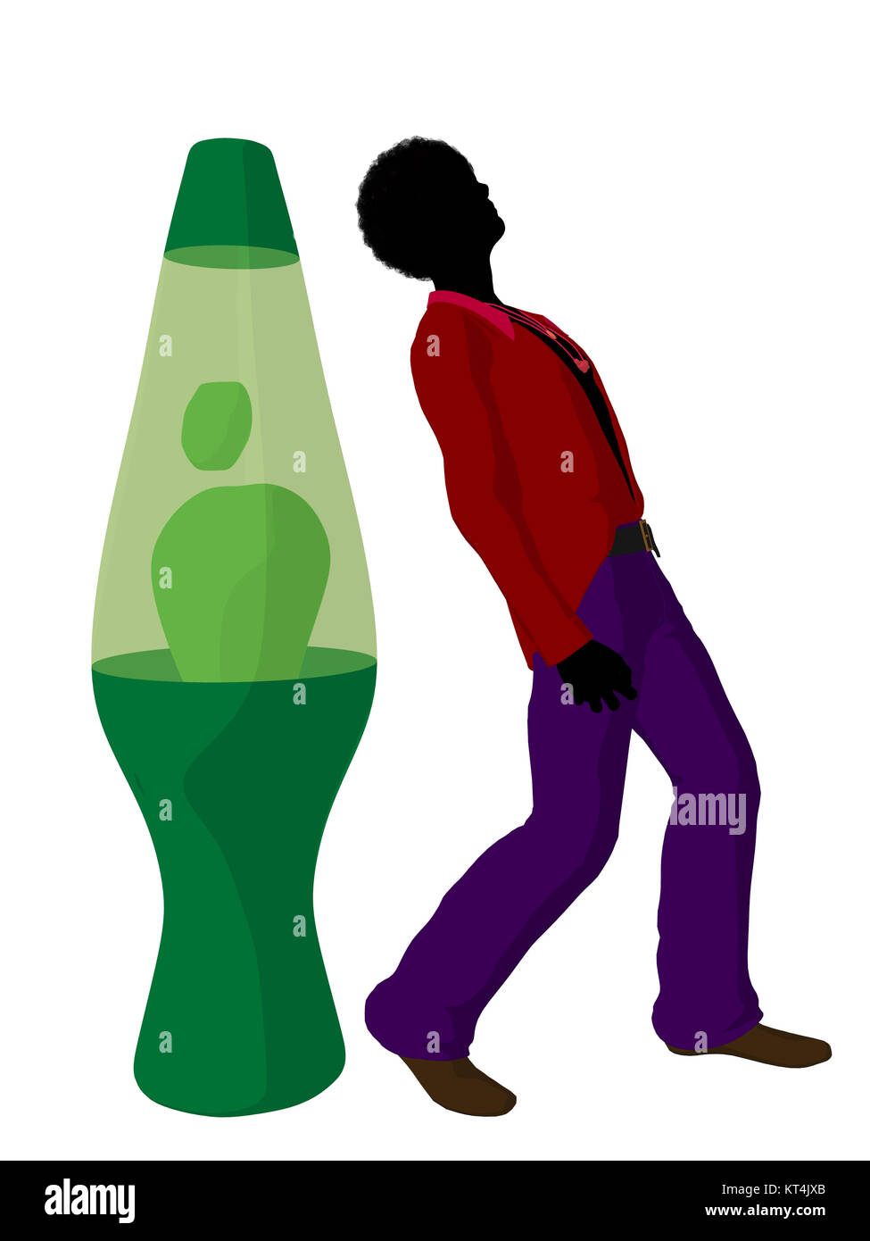 African ameircan disco guy standing by a lava lamp a white background ...