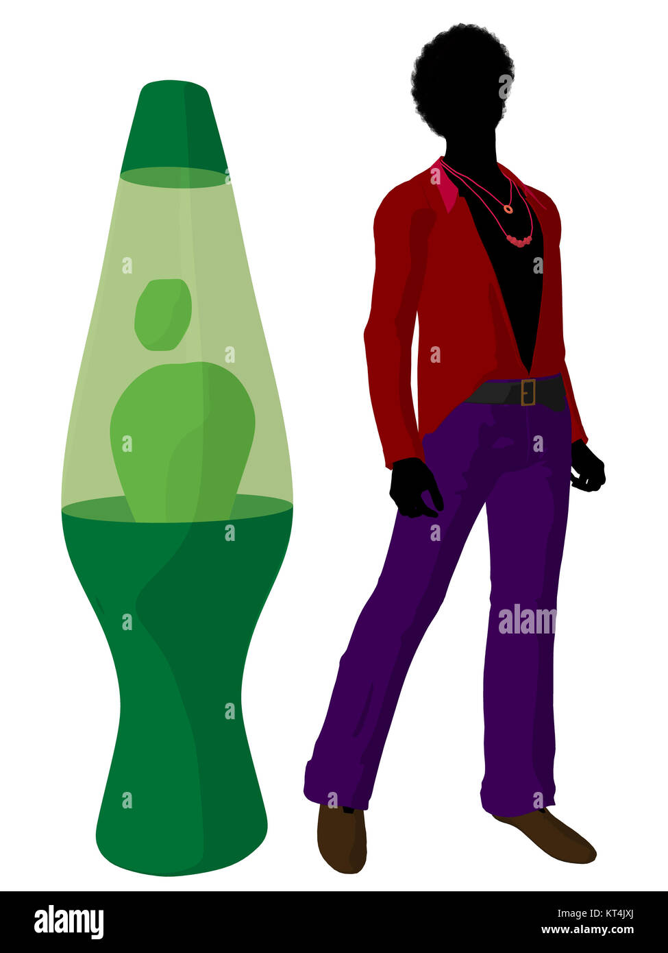 African ameircan disco guy standing by a lava lamp a white background ...