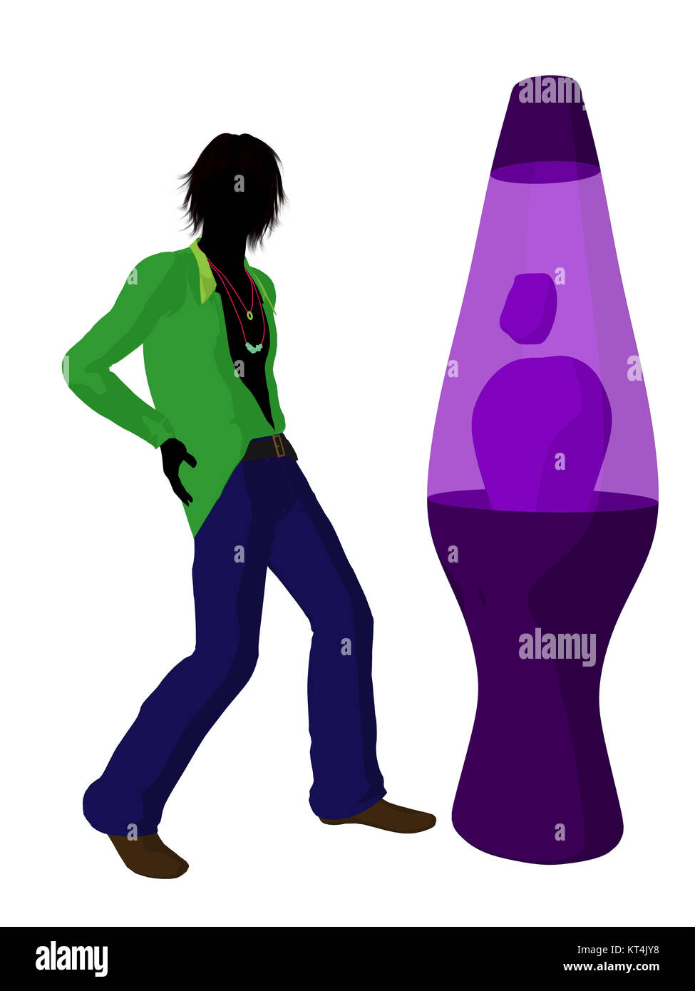 Disco guy standing by a lava lamp on a white background Stock Photo - Alamy