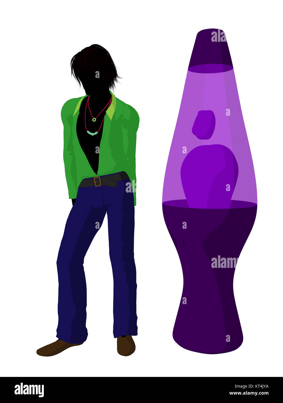 Disco guy standing by a lava lamp on a white background Stock Photo - Alamy