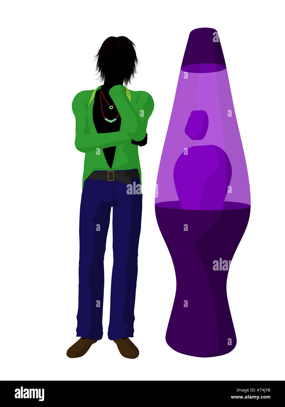 Disco guy standing by a lava lamp on a white background Stock Photo - Alamy