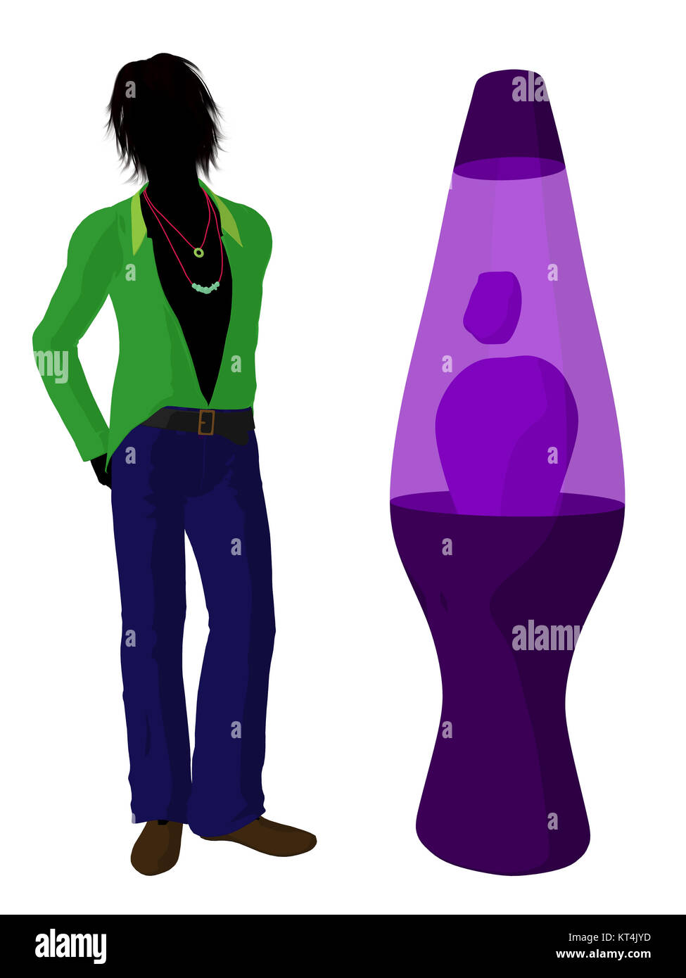 Disco guy standing by a lava lamp on a white background Stock Photo - Alamy