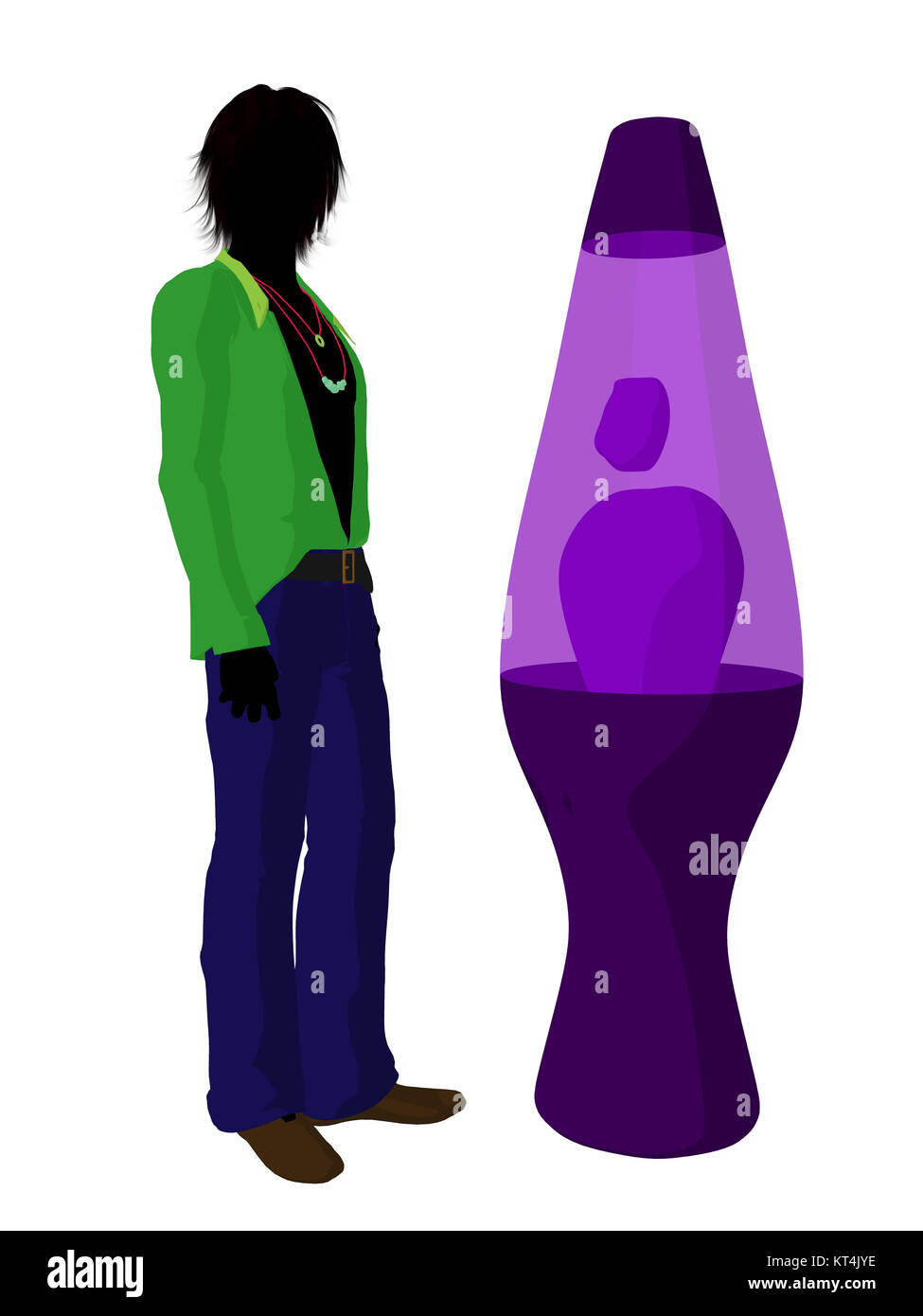 Disco guy standing by a lava lamp on a white background Stock Photo - Alamy