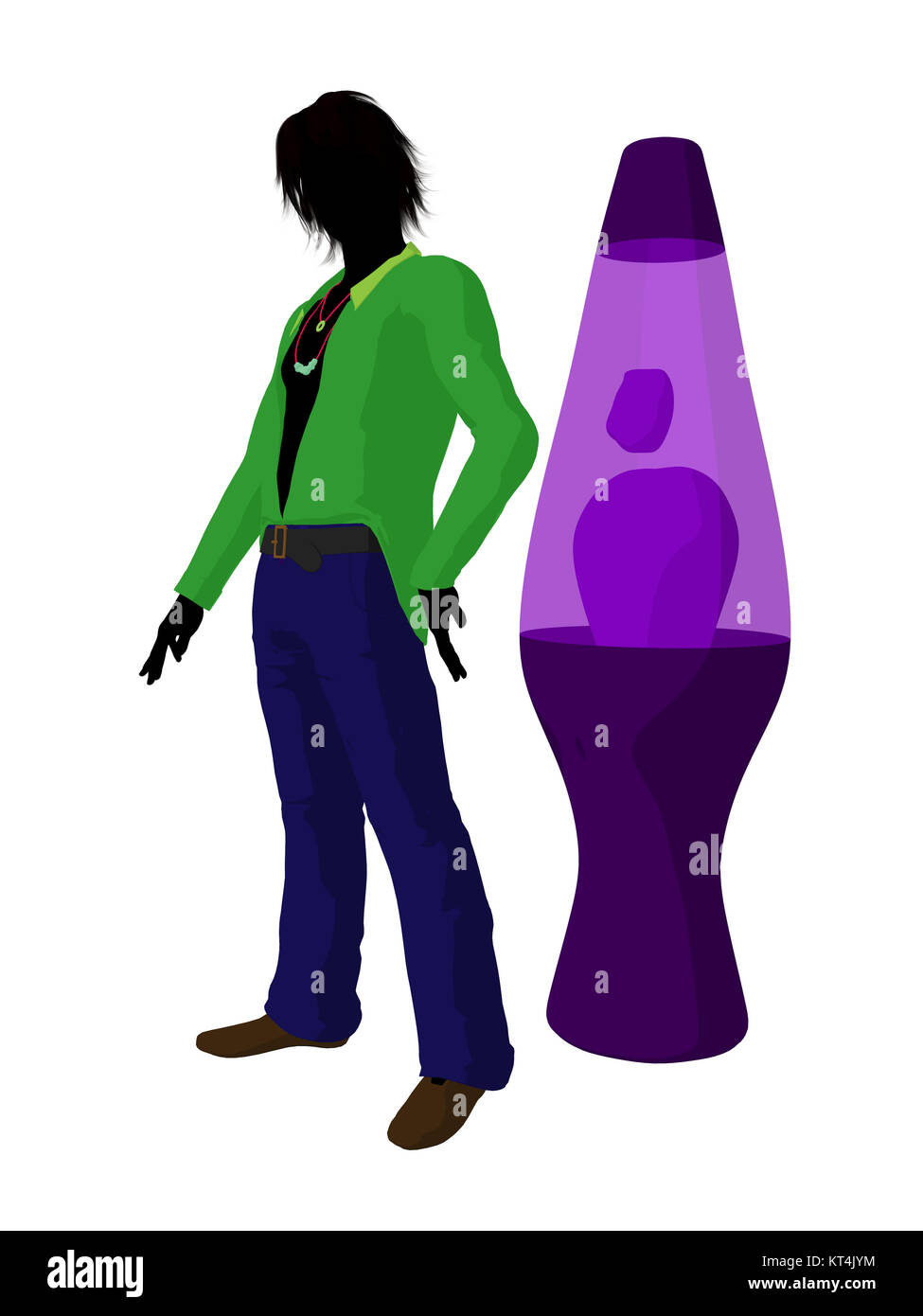 Disco guy standing by a lava lamp on a white background Stock Photo - Alamy