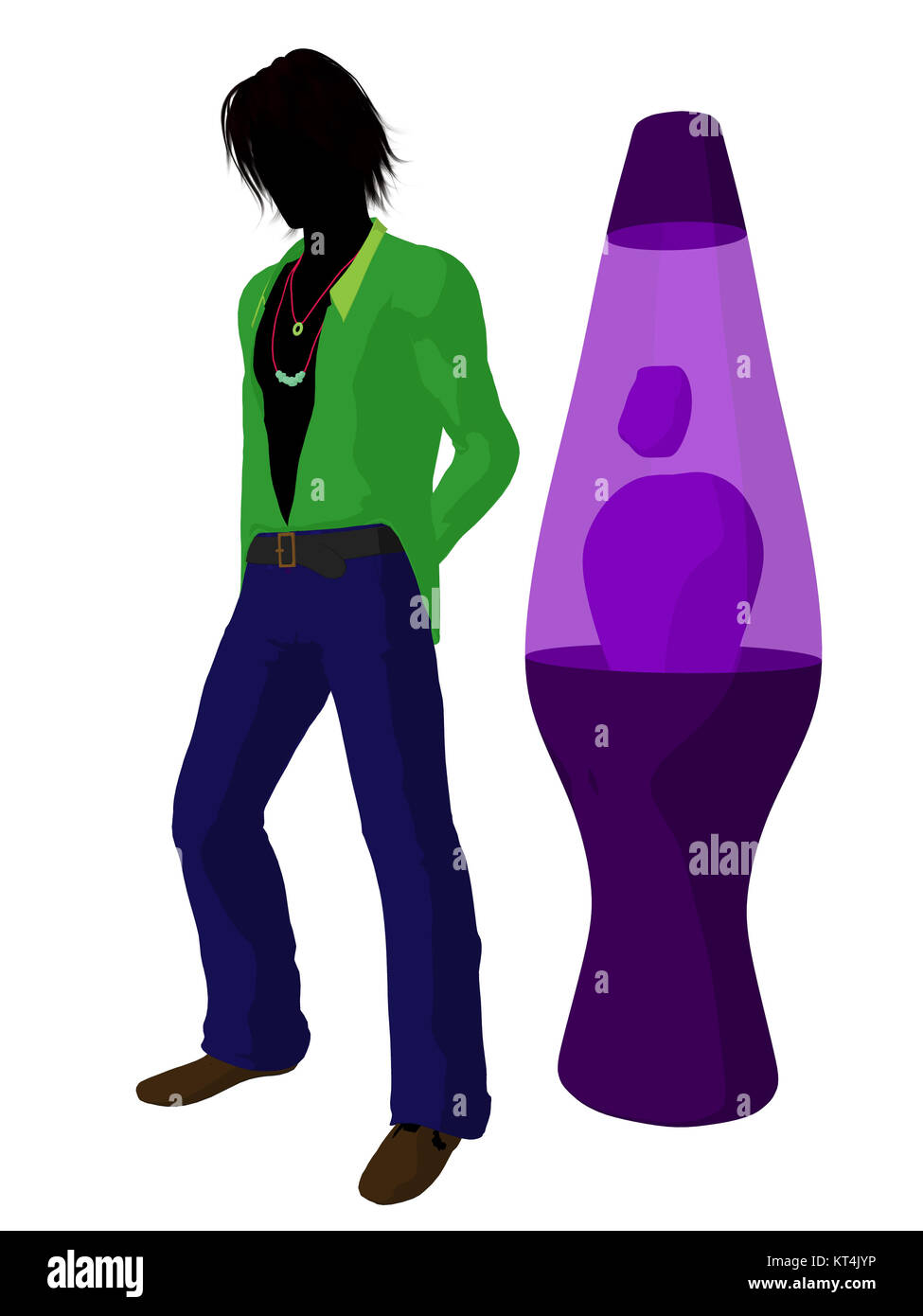 Disco guy standing by a lava lamp on a white background Stock Photo - Alamy
