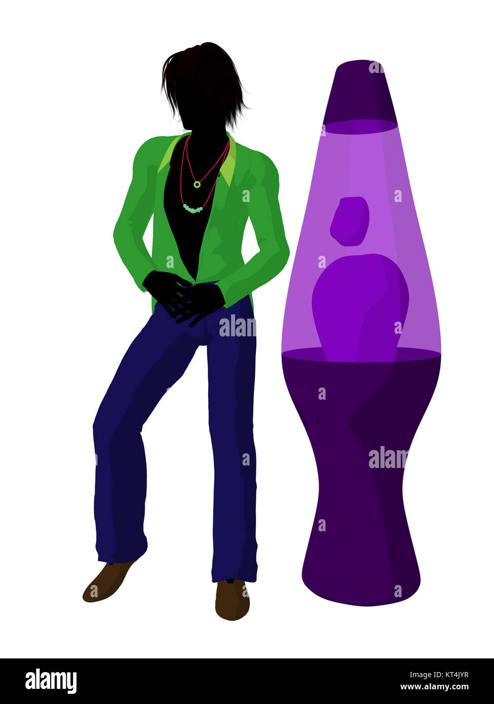 Disco guy standing by a lava lamp on a white background Stock Photo - Alamy