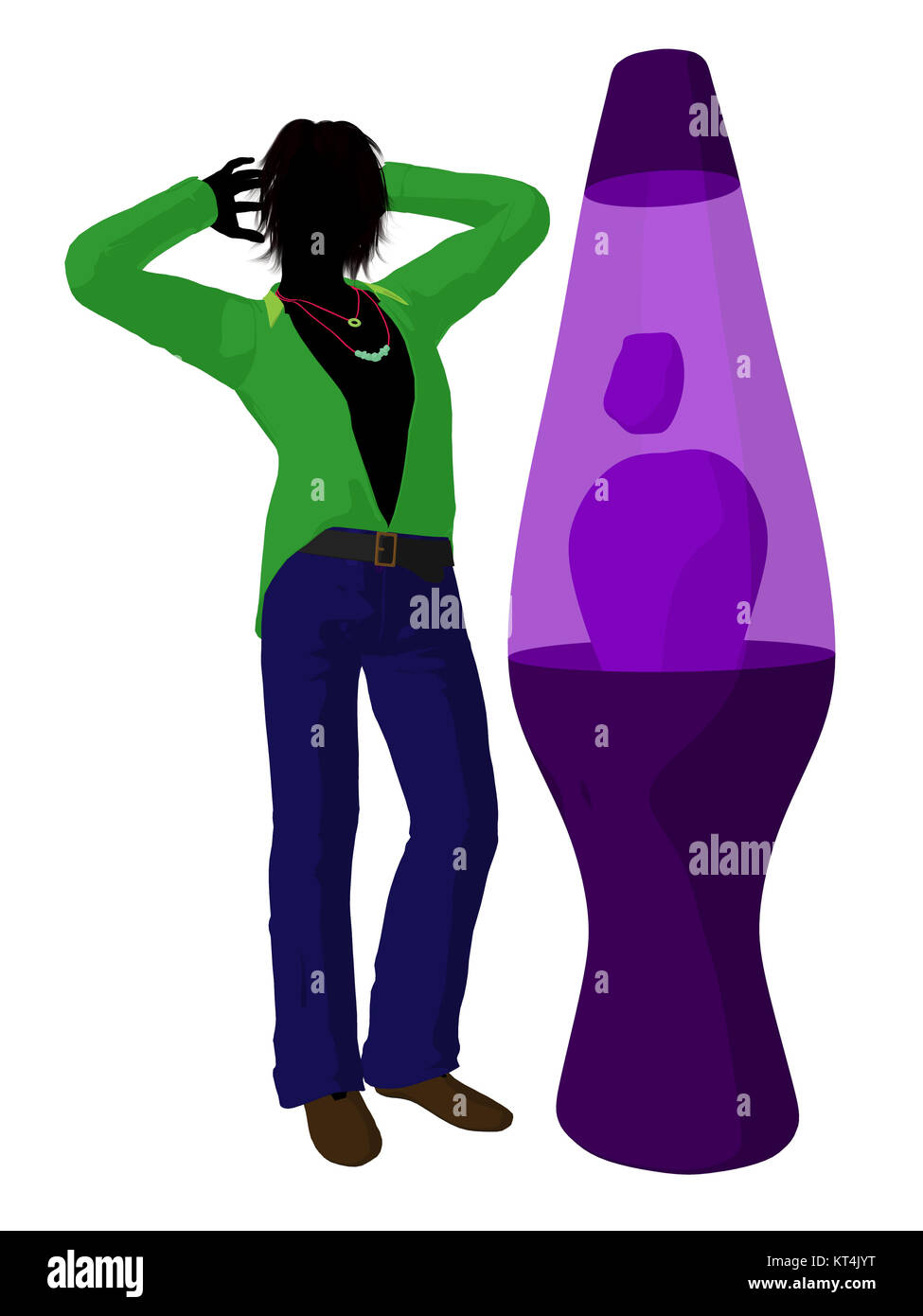 Disco guy standing by a lava lamp on a white background Stock Photo - Alamy