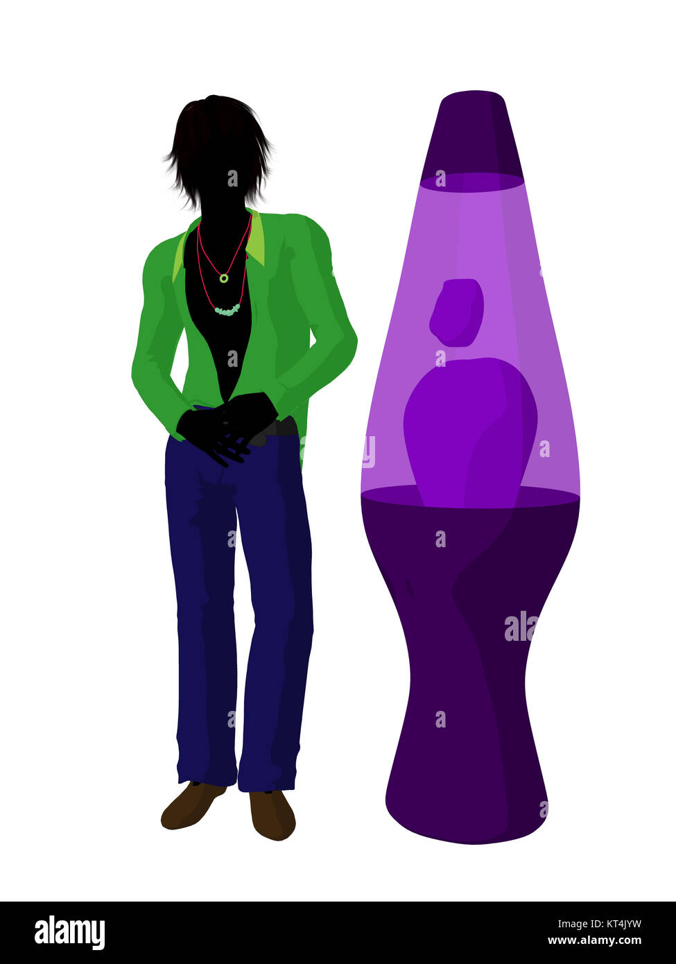 Disco guy standing by a lava lamp on a white background Stock Photo - Alamy