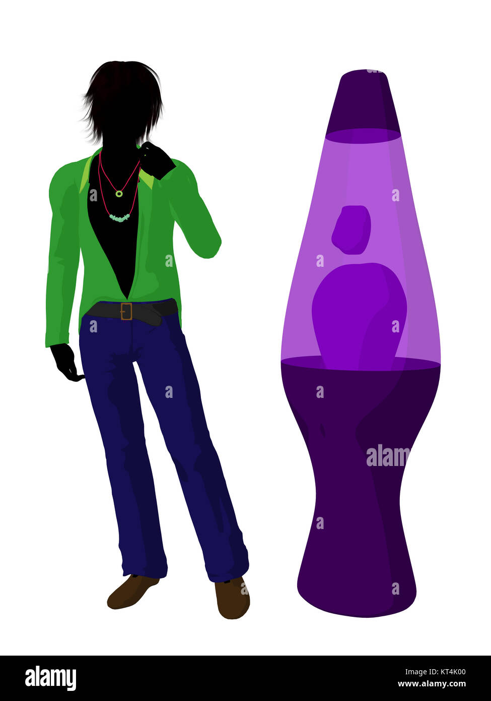 Disco guy standing by a lava lamp on a white background Stock Photo - Alamy