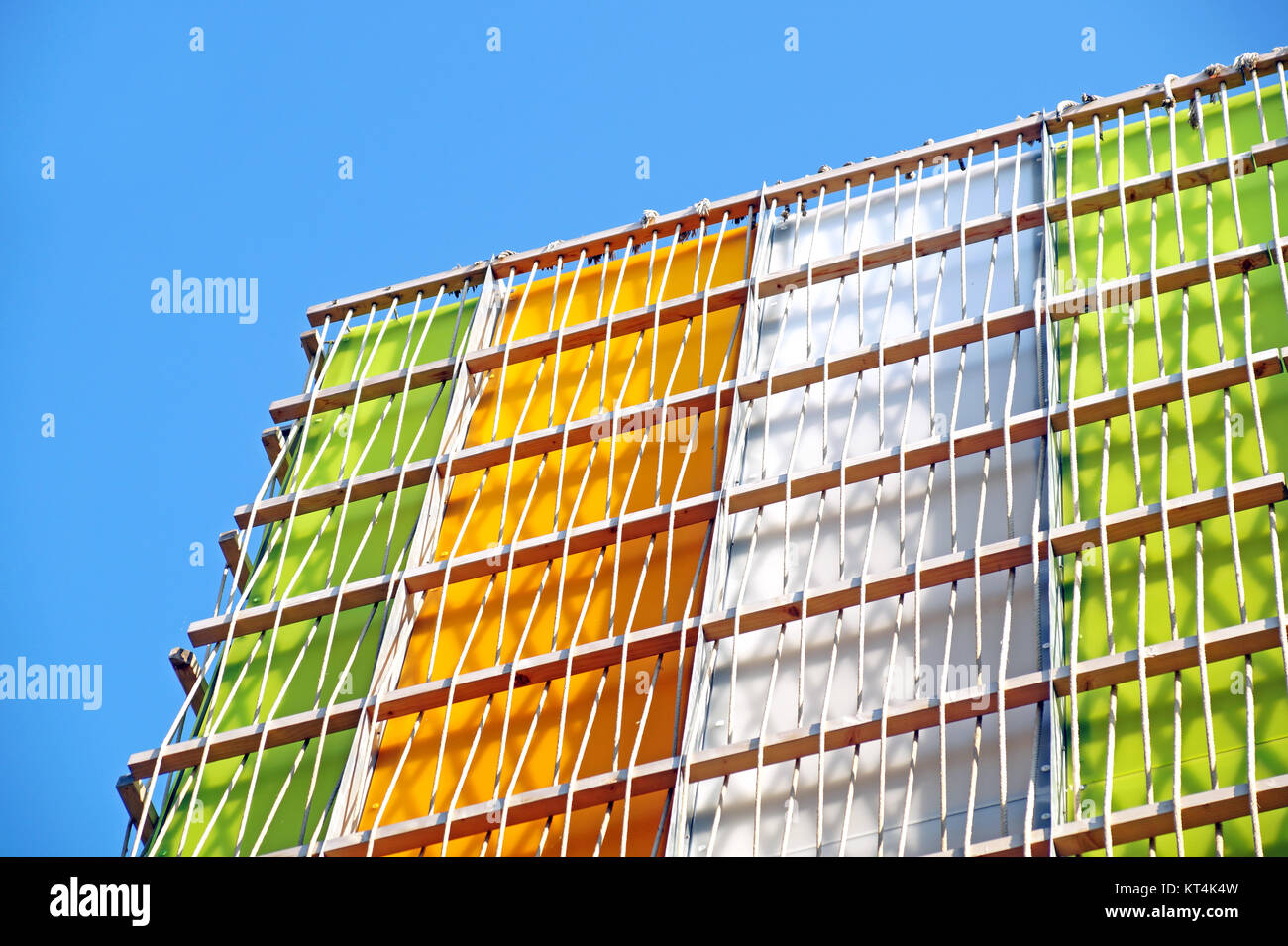 modern multi colored glass building. exterior of the local commercial ...