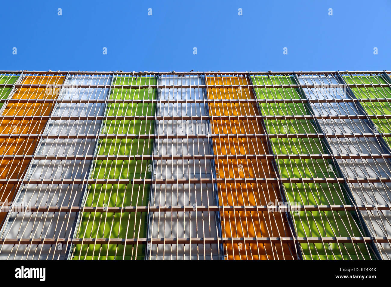 modern multi colored glass building. exterior of the local commercial ...