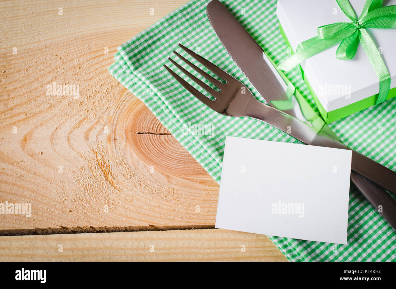 Dining Table Setting. Empty Tag and Present Stock Photo - Alamy
