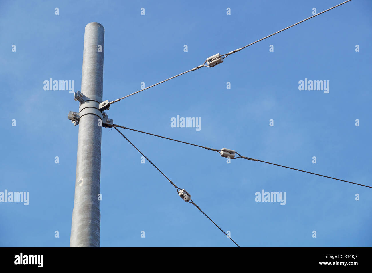 Overhead line for tram over the sky Stock Photo - Alamy