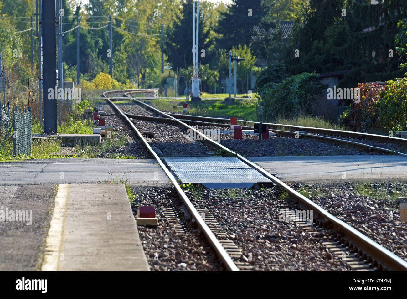 Empty platforms without trains and people at terminal railway station ...