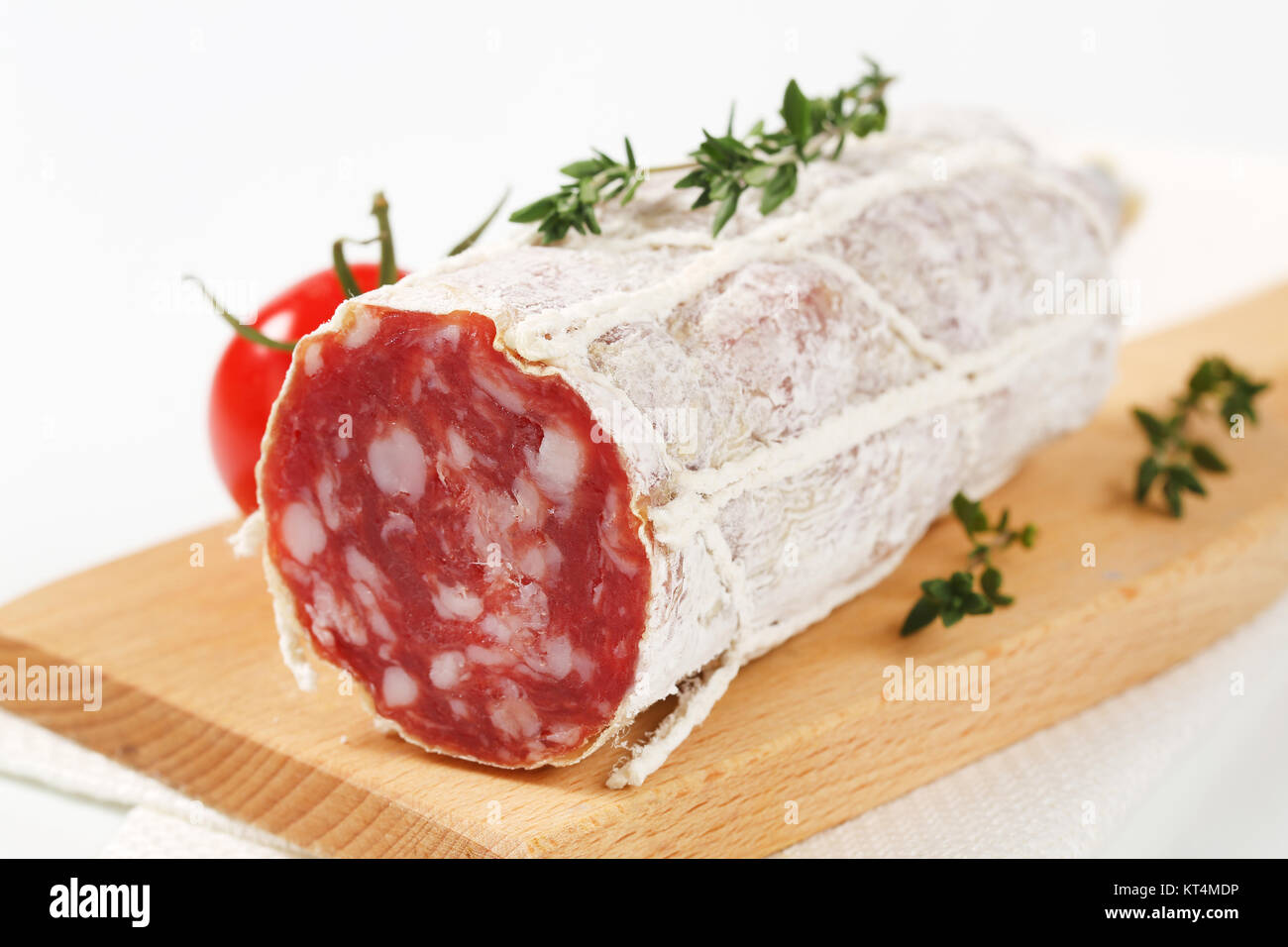French dry cured sausage Stock Photo - Alamy