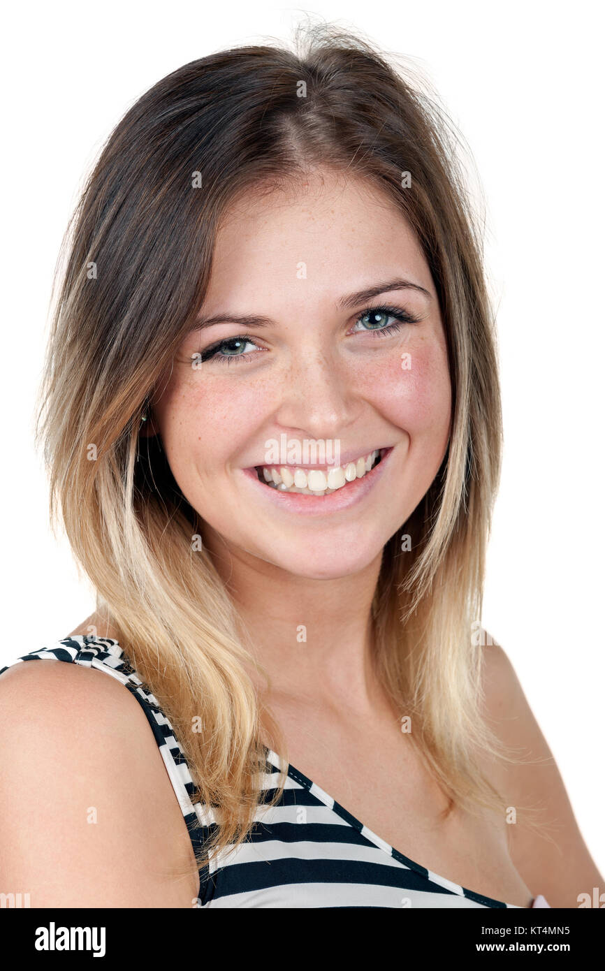 Studio portrait of a 16 years old gorgeous teenager girl smiling ...