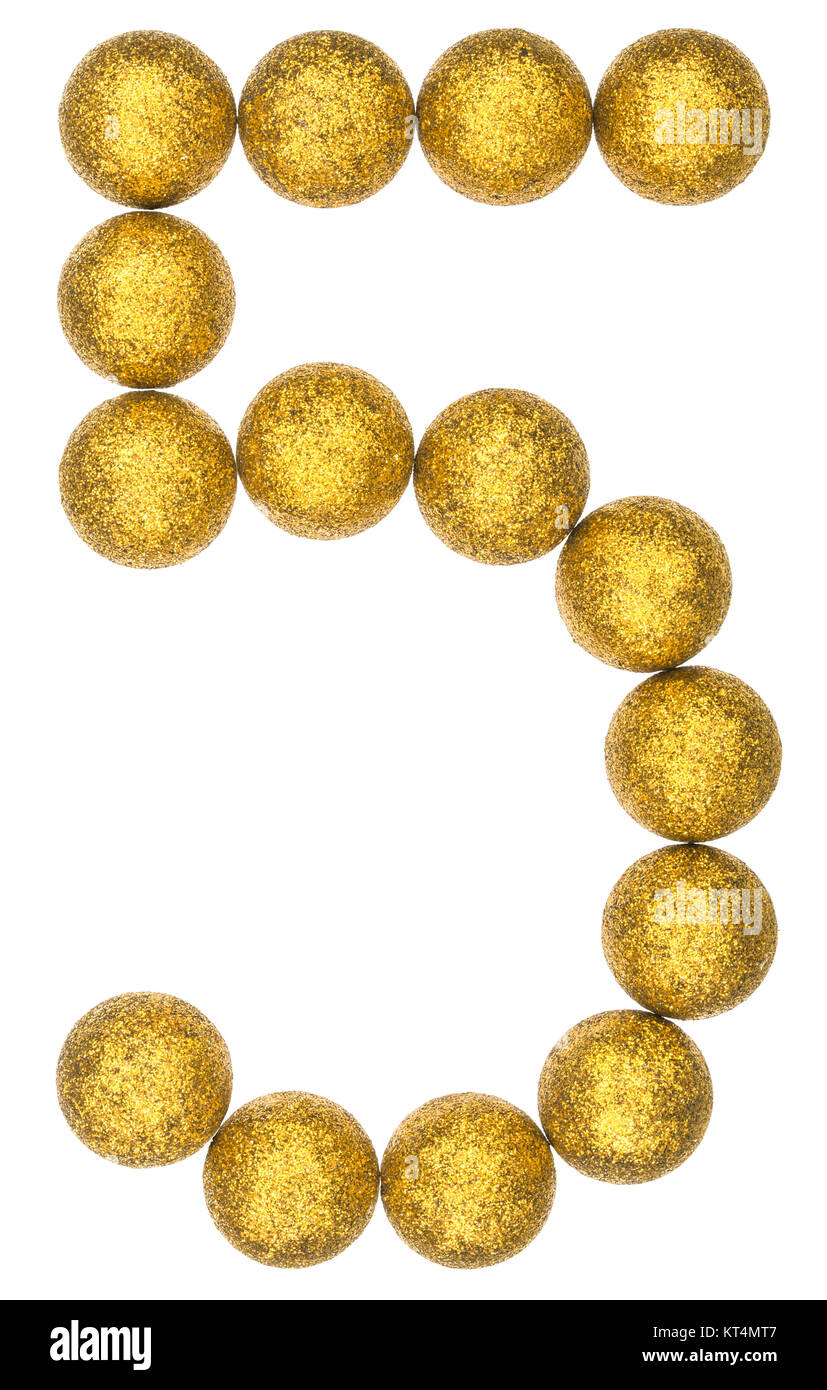 Numeral 5, five, from decorative balls, isolated on white background ...