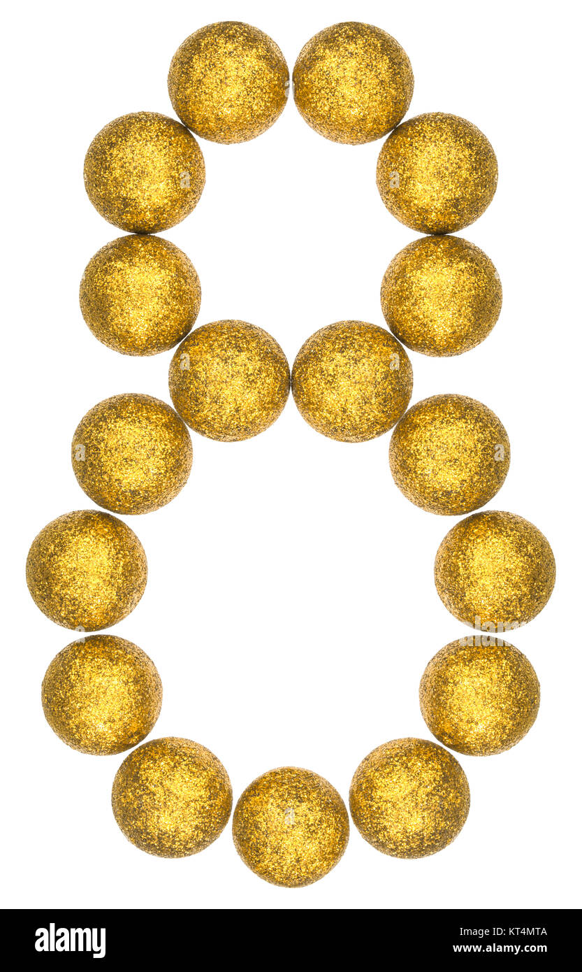 Numeral 8, eight, from decorative balls, isolated on white background ...