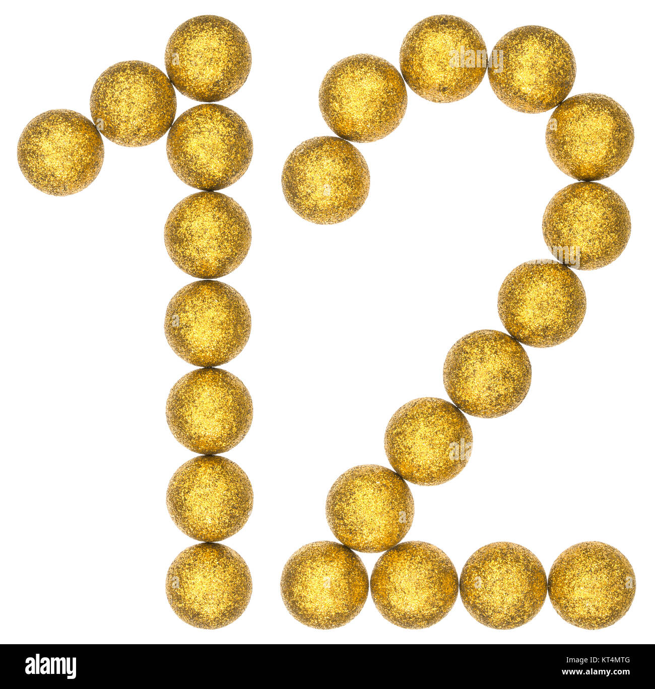 Numeral 12, twelve, from decorative balls, isolated on white background ...