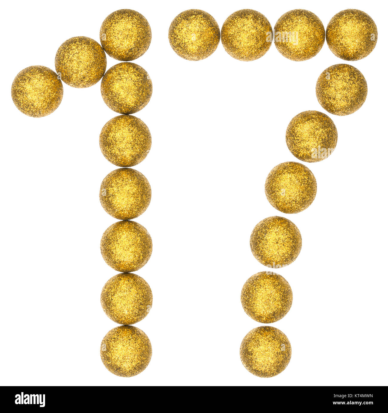 Numeral 17, seventeen, from decorative balls, isolated on white ...