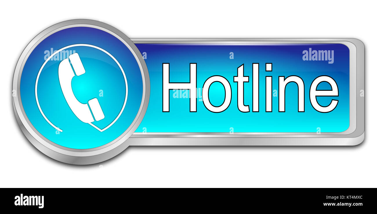 glossy blue Hotline Button â€“ 3D illustration Stock Photo - Alamy