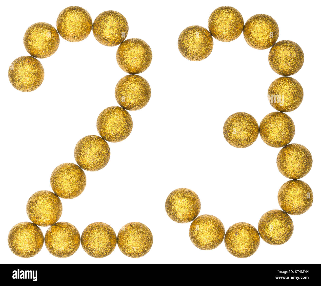 Numeral 23, twenty three, from decorative balls, isolated on white ...