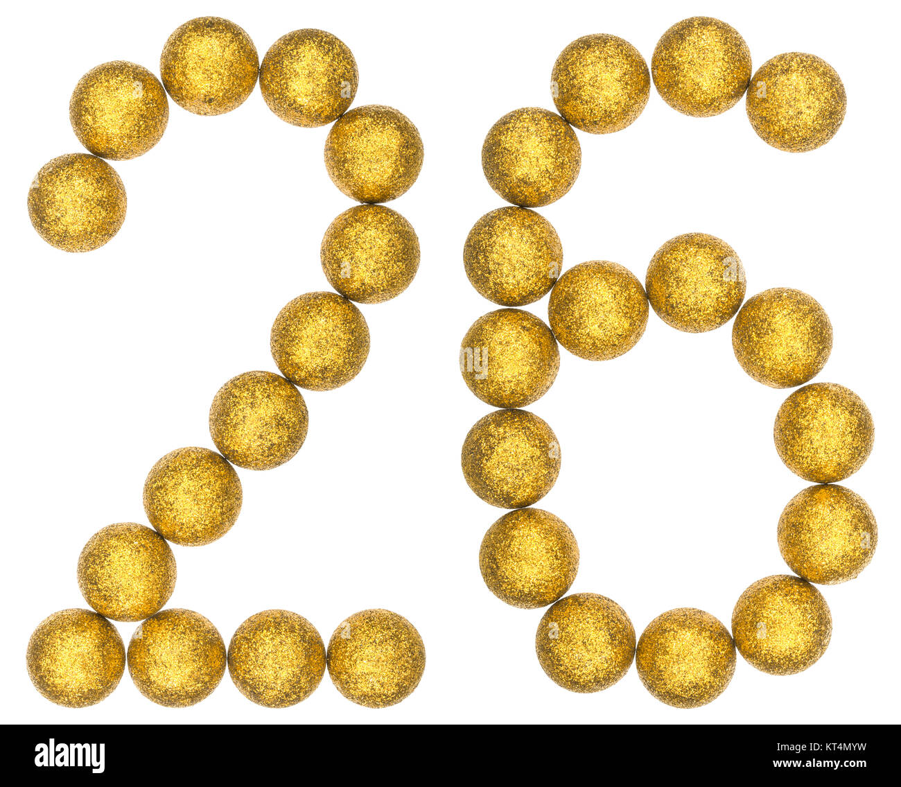 Numeral 26, twenty six, from decorative balls, isolated on white ...